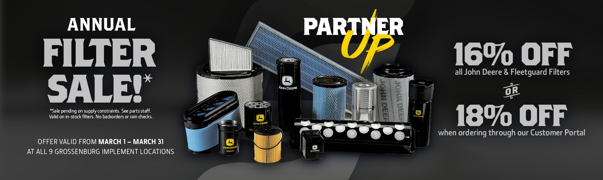 ANNUAL JOHN DEERE FILTER SALE | Grossenburg Implement